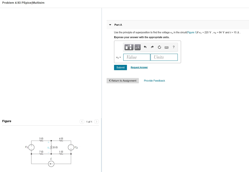 Solved Problem 4.93 PSpice Multisim Part A Use the principle | Chegg.com