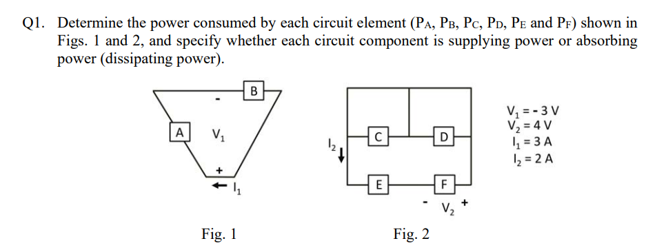 Solved Determine the power consumed by each circuit element | Chegg.com