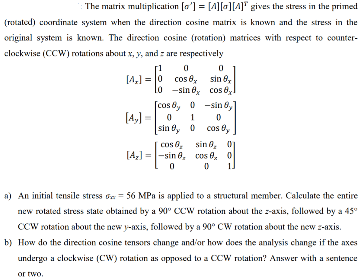 Solved sin Ox The matrix multiplication [o'] = | Chegg.com