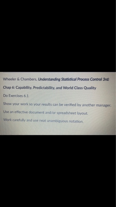 Wheeler & Chambers. Understanding Statistical Process | Chegg.com