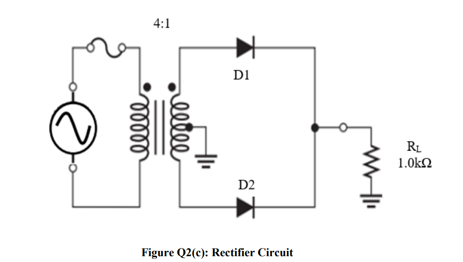 Solved Figure Q2(c) shows a rectifier circuit with Germanium | Chegg.com