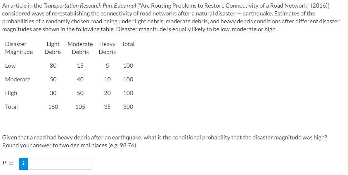 Solved An article in the Transportation Research Part E | Chegg.com