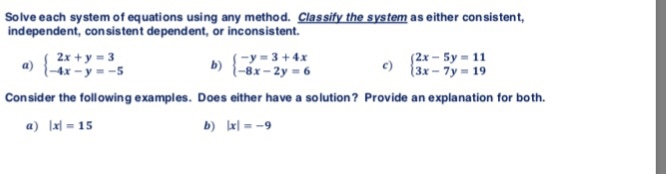 Solved Solve each system of equations using any method. | Chegg.com
