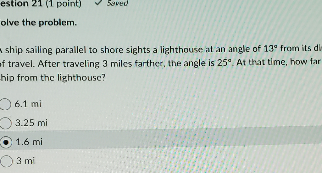 Solved estion 21 (1 point) Saved olve the problem. ship | Chegg.com