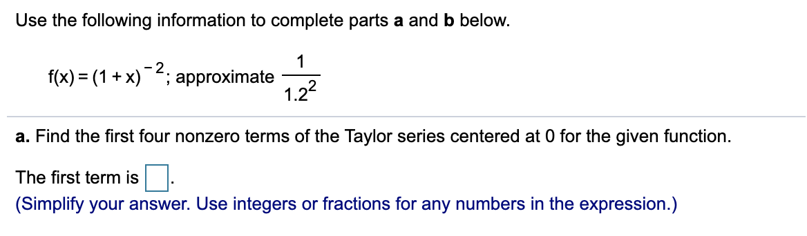 Solved Use the following information to complete parts a and | Chegg.com