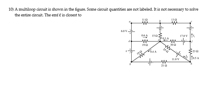 Solved 10) A multiloop circuit is shown in the figure. Some | Chegg.com