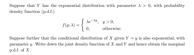 Solved Suppose that Y has the exponential distribution with | Chegg.com