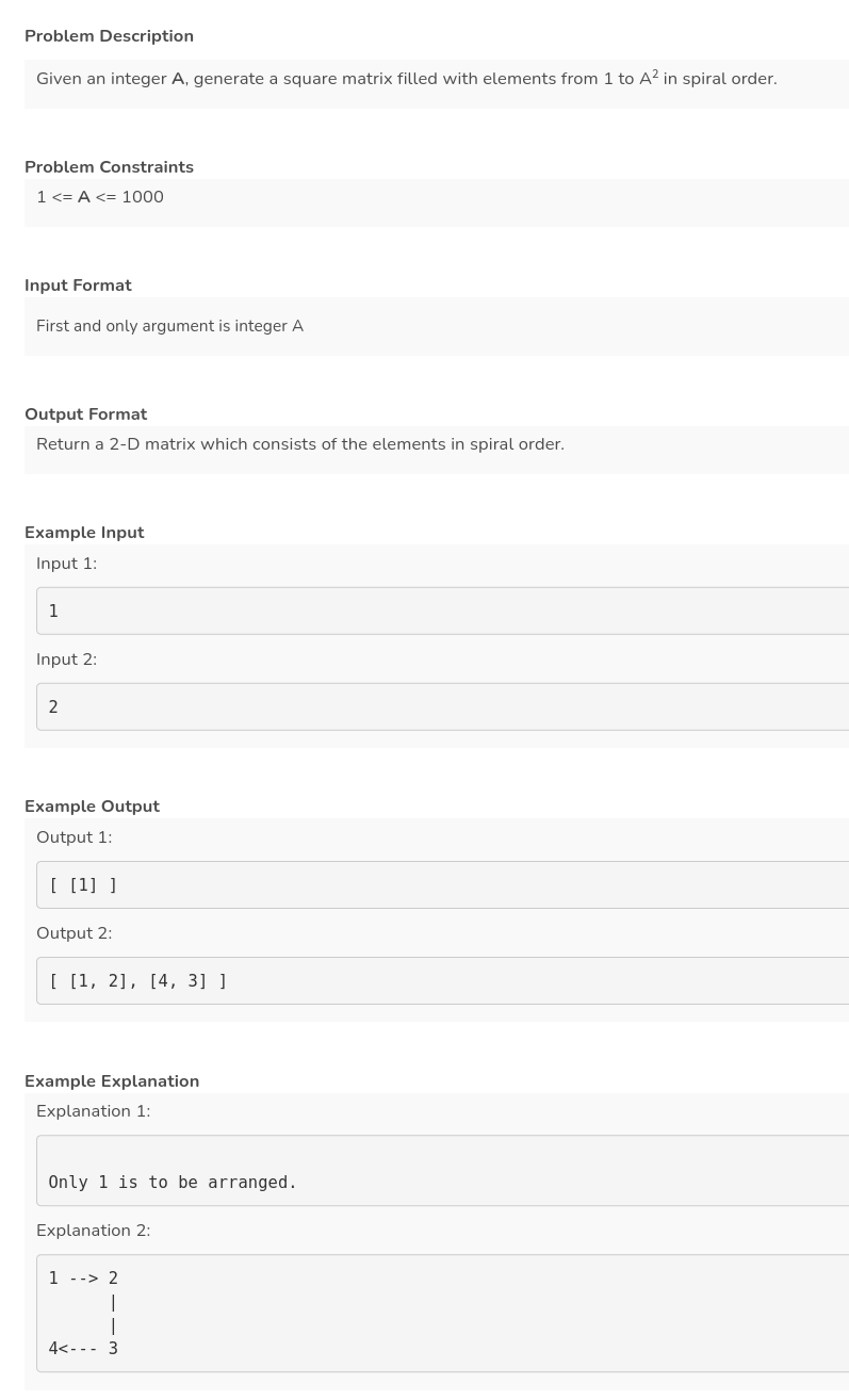 Solved Problem Description Given an integer A, generate a | Chegg.com