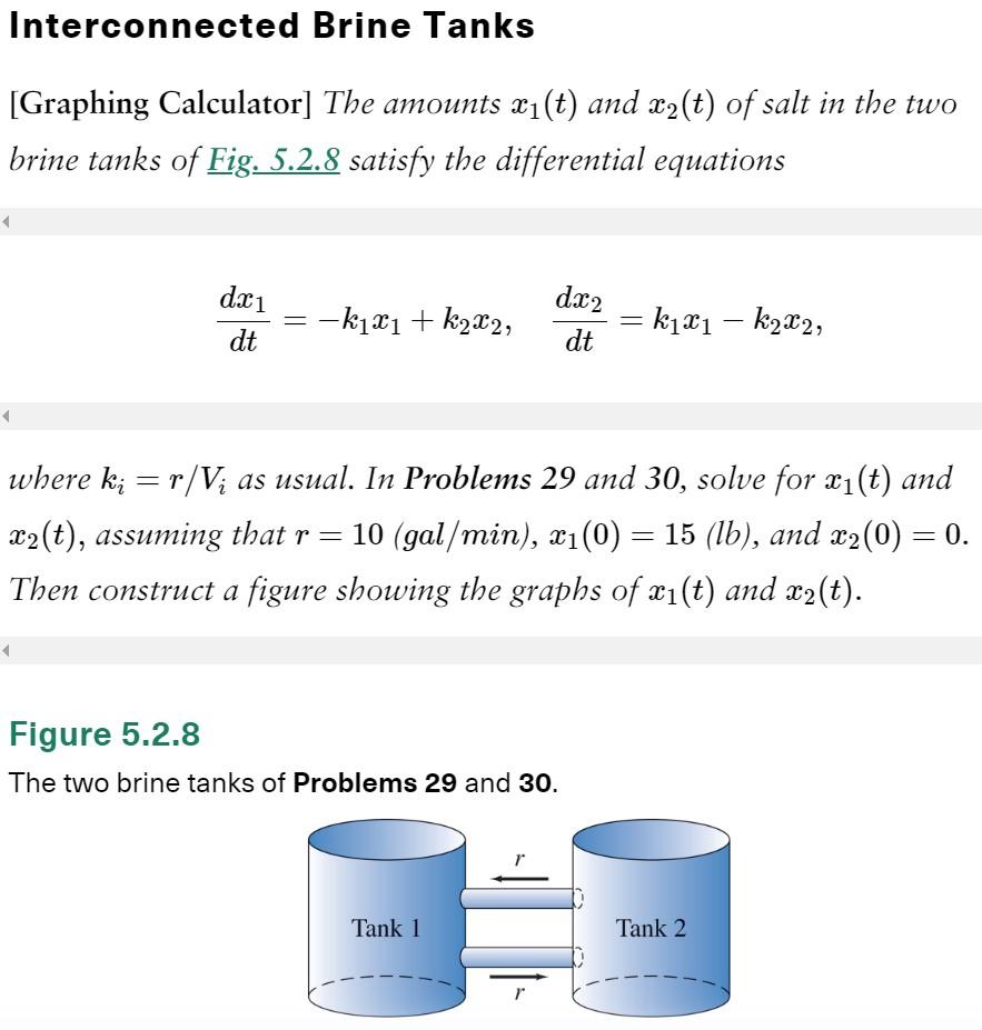Interconnected Brine Tanks [Graphing Calculator] The | Chegg.com