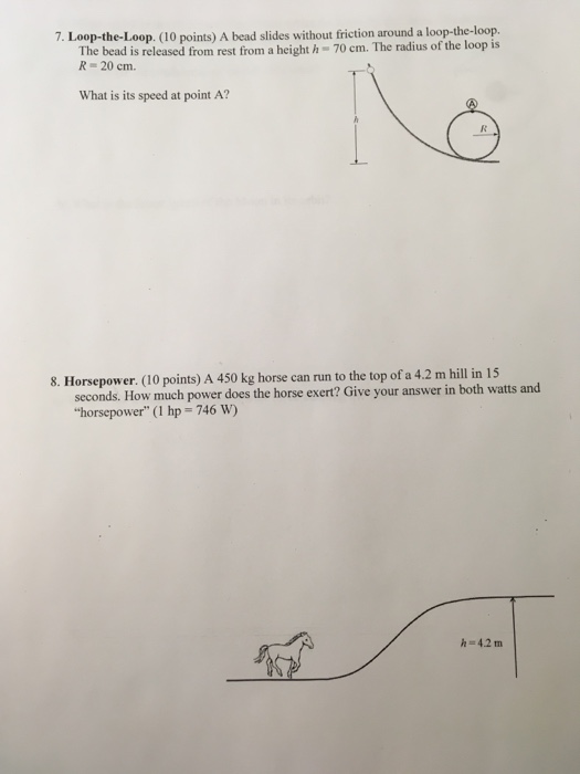 Solved 7. Loop-the-Loop. (10 points) A bead slides without | Chegg.com