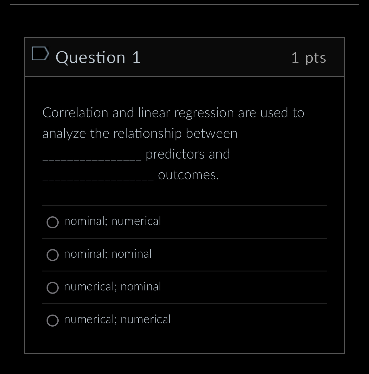 Solved Question 1 1 pts Correlation and linear regression | Chegg.com