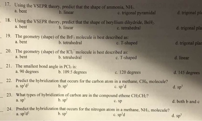 Solved Using the VSEPR theory, predict that the shape of | Chegg.com