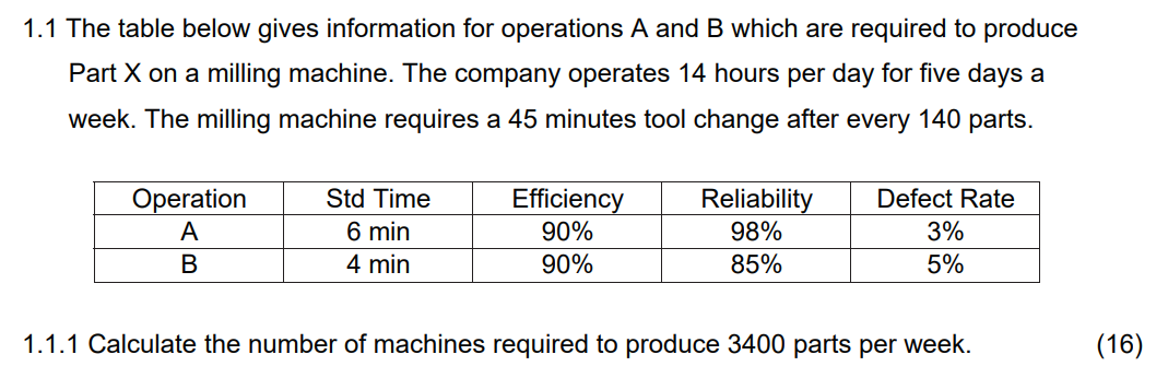 Solved .1 The table below gives information for operations A | Chegg.com