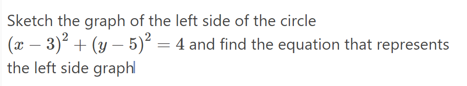 Solved Sketch the graph of the left side of the circle (x – | Chegg.com