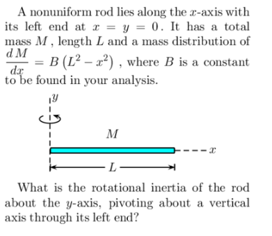 Solved A nonuniform rod lies along the x-axis with its left | Chegg.com