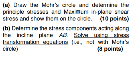 Solved 5 ksi 6 ksi Α΄ 3 ksi 3 ksi 30° B 5 ksi (a) Draw the | Chegg.com