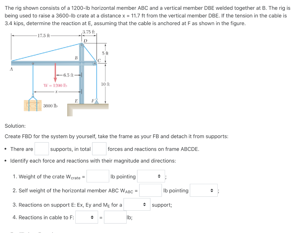 solved-the-rig-shown-consists-of-a-1200-lb-horizontal-member-chegg