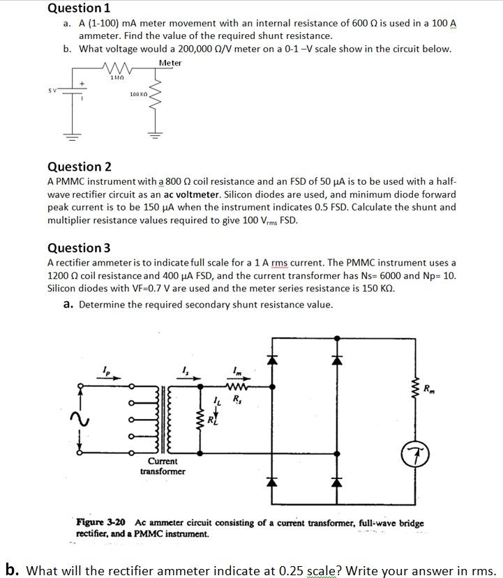 Solved Question 1 a. A (1-100) mA meter movement with an | Chegg.com