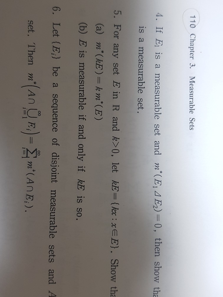 Solved 110 Chapter 3. Measurable Sets 4. If E is a | Chegg.com