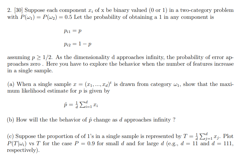 2. [30] Suppose each component xi of x be binary | Chegg.com