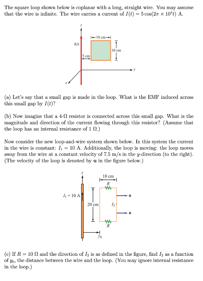 Solved The square loop shown below is coplanar with a long, | Chegg.com