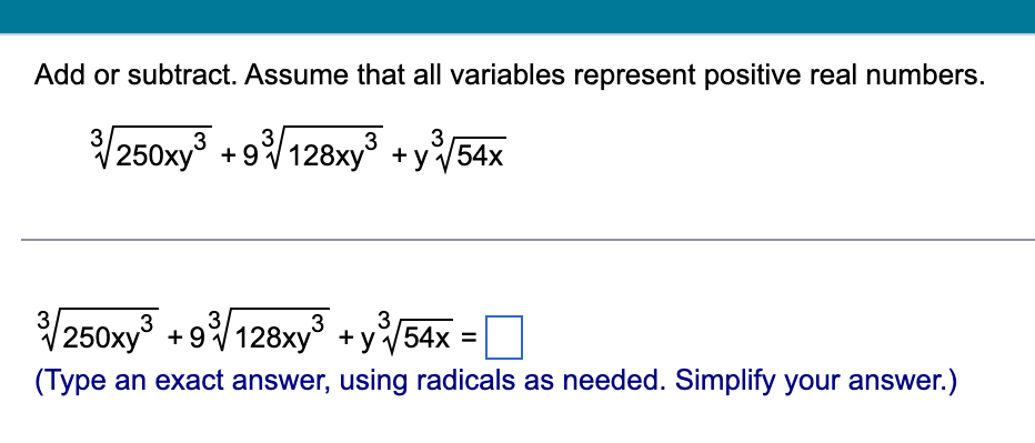 Solved Add or subtract. Assume that all variables represent | Chegg.com