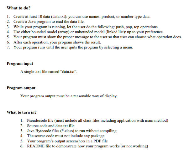 Solved What to do? 1. Create at least 10 data (data.txt): | Chegg.com