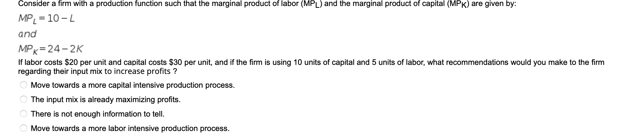 Solved Consider a firm with a production function such that | Chegg.com