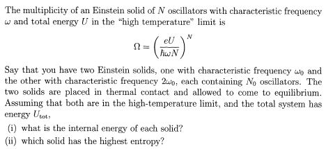 Solved The multiplicity of an Einstein solid of N | Chegg.com