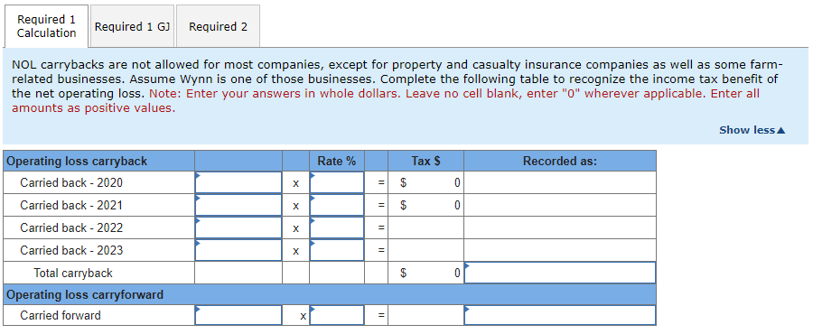 Solved Exercise 16-26 (Algo) Net operating loss carryback | Chegg.com