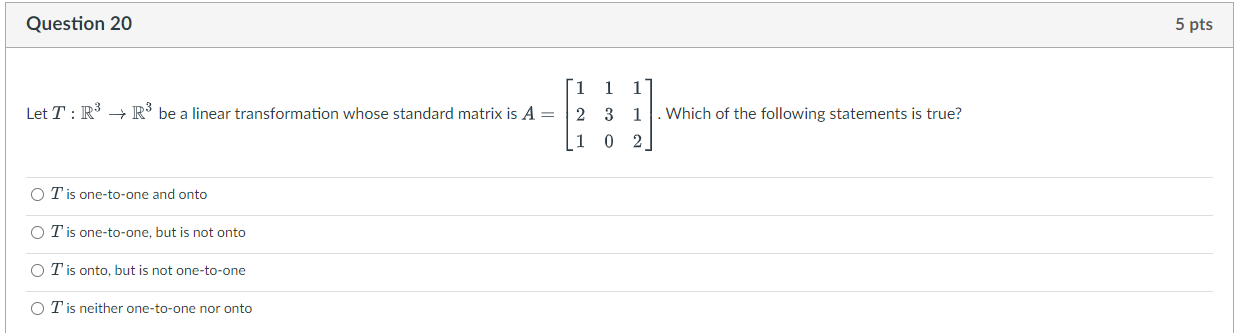 Solved Let T:R3→R3 be a linear transformation whose standard | Chegg.com