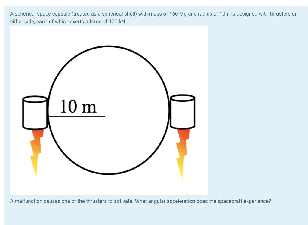 Solved A spherical space capsule (treated as a spherical | Chegg.com