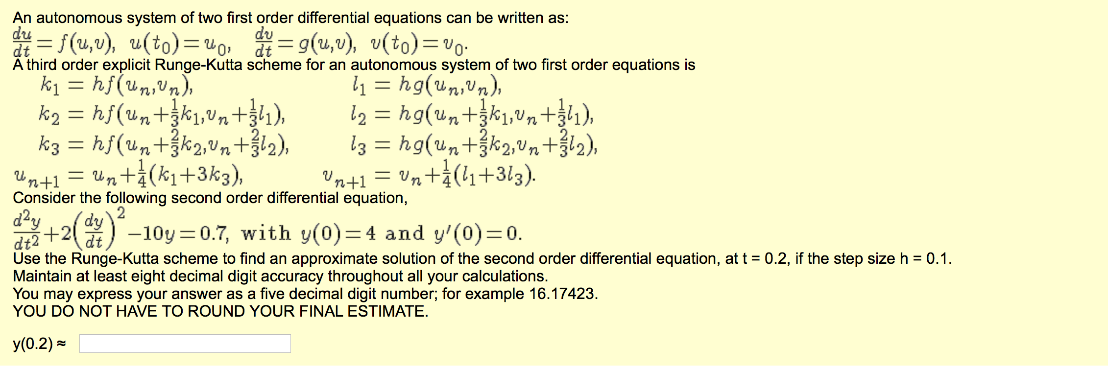 Solved An autonomous system of two first order differential | Chegg.com