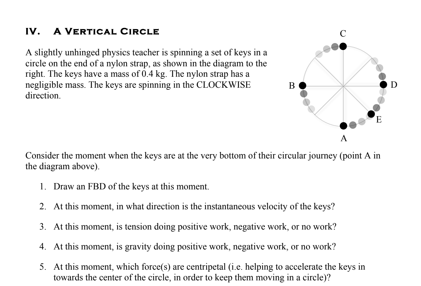Solved IV. A VERTICAL CIRCLE C A slightly unhinged physics | Chegg.com