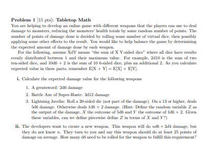 Solved Problem 1 (15 pts]: Tabletop Math You are helping to | Chegg.com