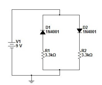 Solved D1 1N4001 D2 1N4001 -V1 =-9V SR1 $3.3k0 SR2 23.3kΩ | Chegg.com