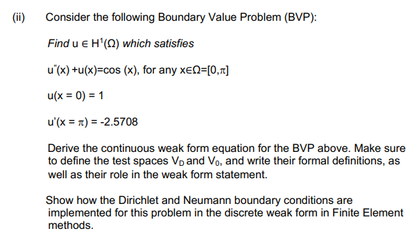 Solved (ii) Consider the following Boundary Value Problem | Chegg.com