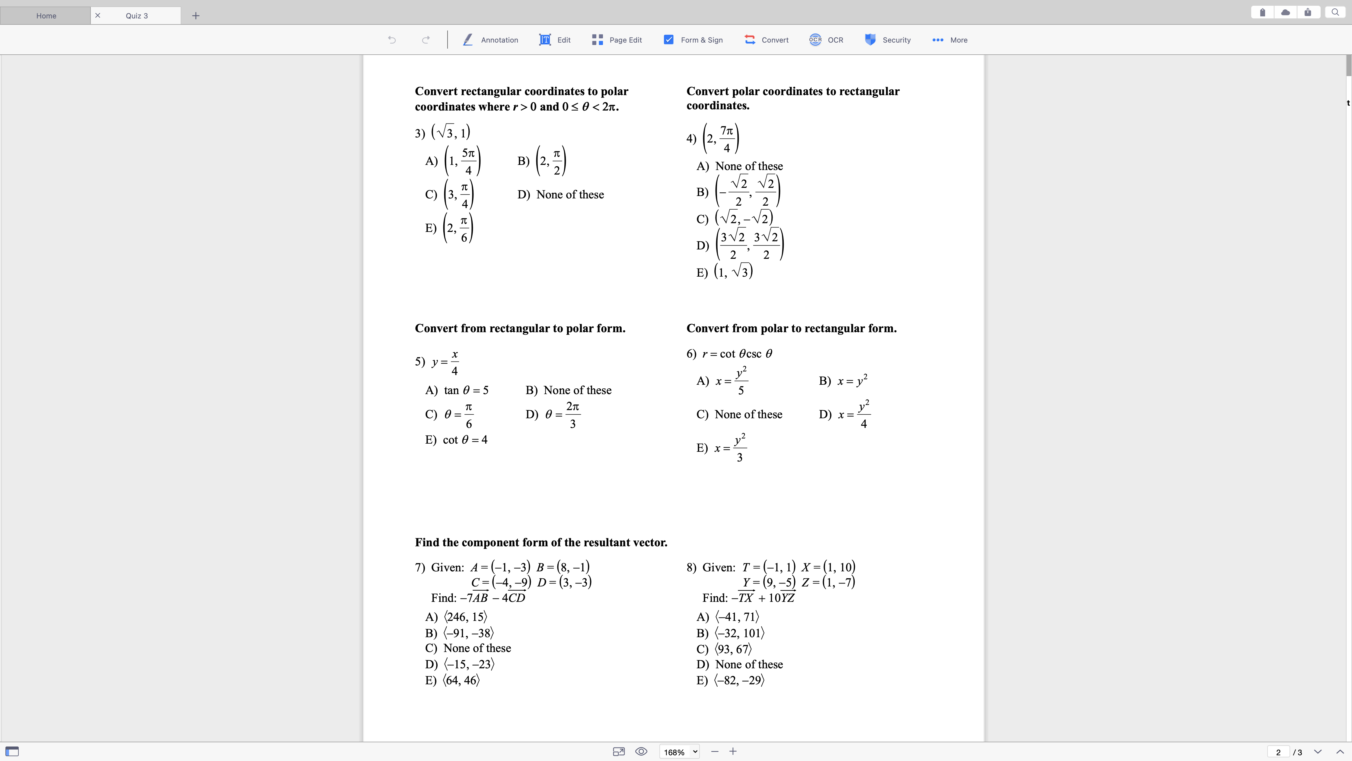 Solved Convert Rectangular Coordinates To Polar Coordinates