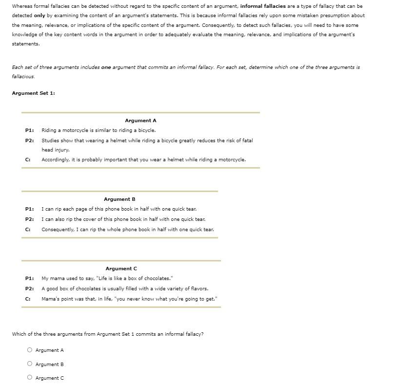 Whereas formal fallacies can be detected without | Chegg.com