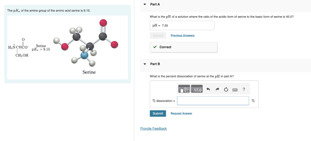 Solved The pKa of the amine group of the amino acid serine | Chegg.com