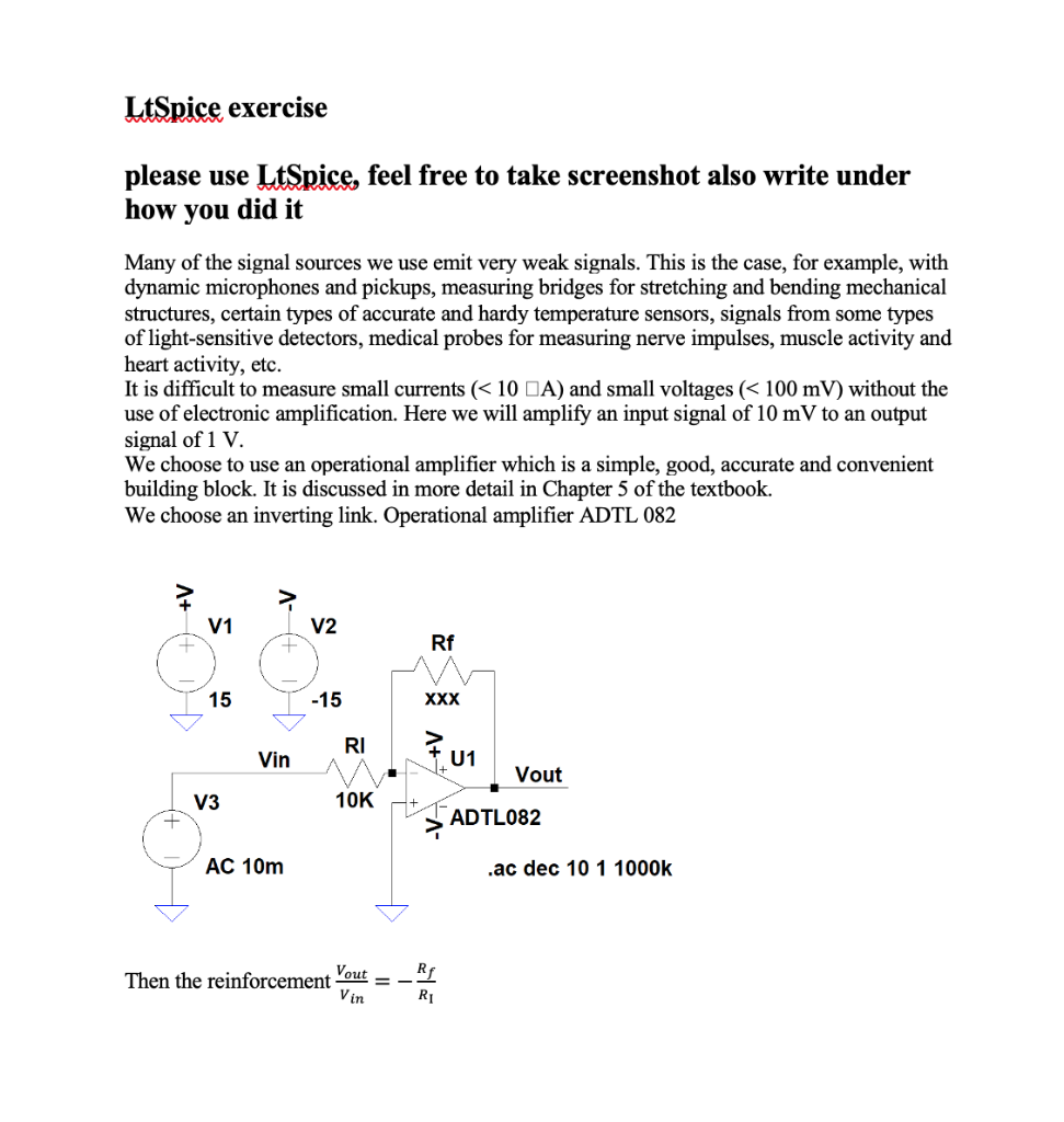 Solved LtSpice exercise please use LtSpice, feel free to | Chegg.com