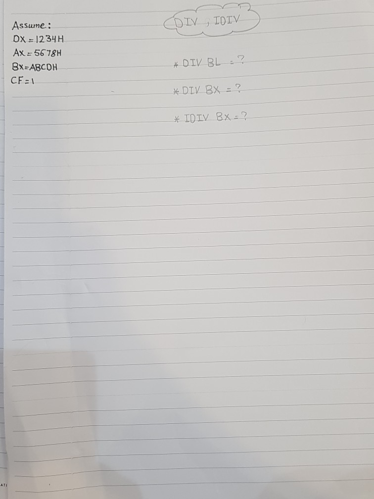 Solved DIV & IDIV: 1- DIV BL 2- DIV BX 3- IDIV BX Please | Chegg.com