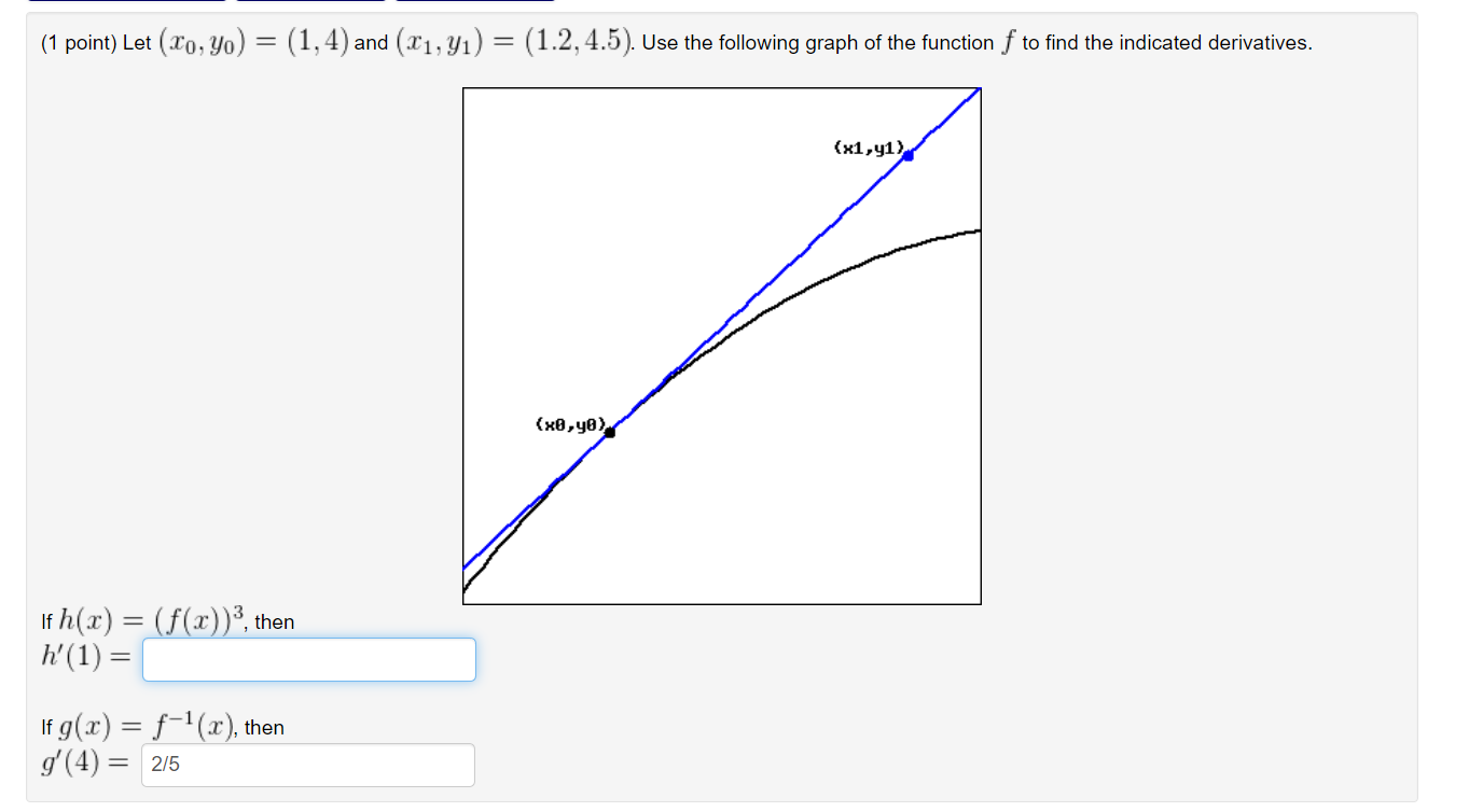 Solved (1 point) Let (x0,y0)=(1,4) and (x1,y1)=(1.2,4.5). | Chegg.com