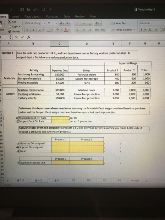Solved VaughnMgris Insert Page Layout Formulas Data Review | Chegg.com