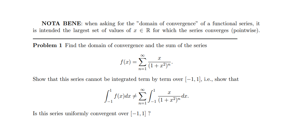 Solved NOTA BENE: when asking for the "domain of | Chegg.com