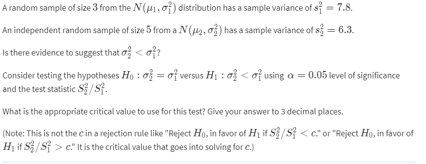 Solved A random sample of size 3 from the N(μ1,σ12) | Chegg.com