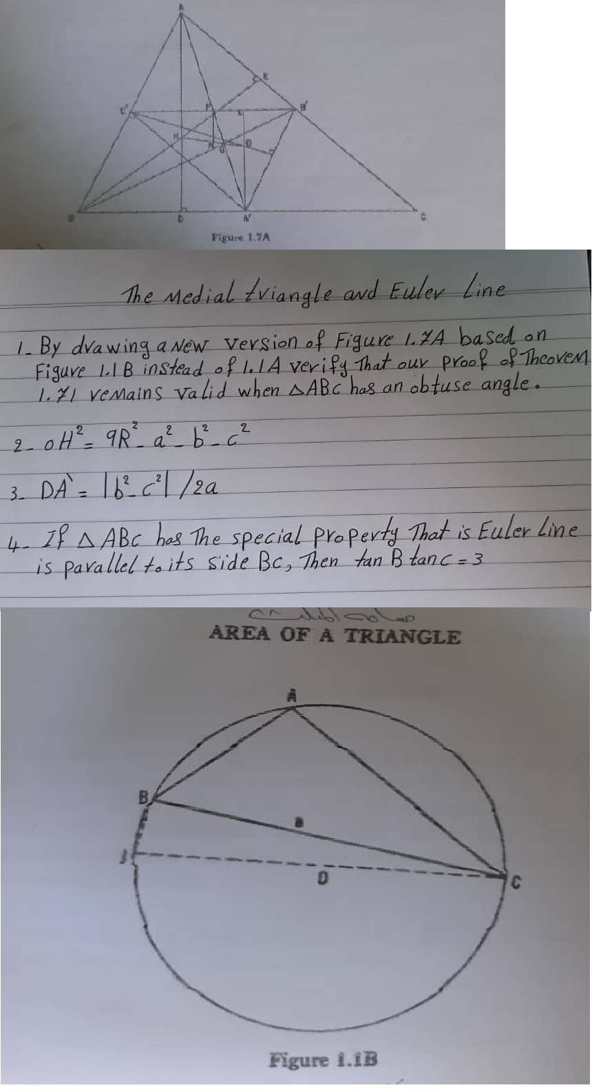 Figure 1.9A The medial triangle and Euler Line 1. By | Chegg.com