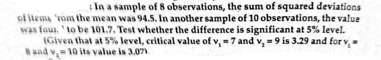 Solved : In a sample of 8 observations, the sum of squared | Chegg.com