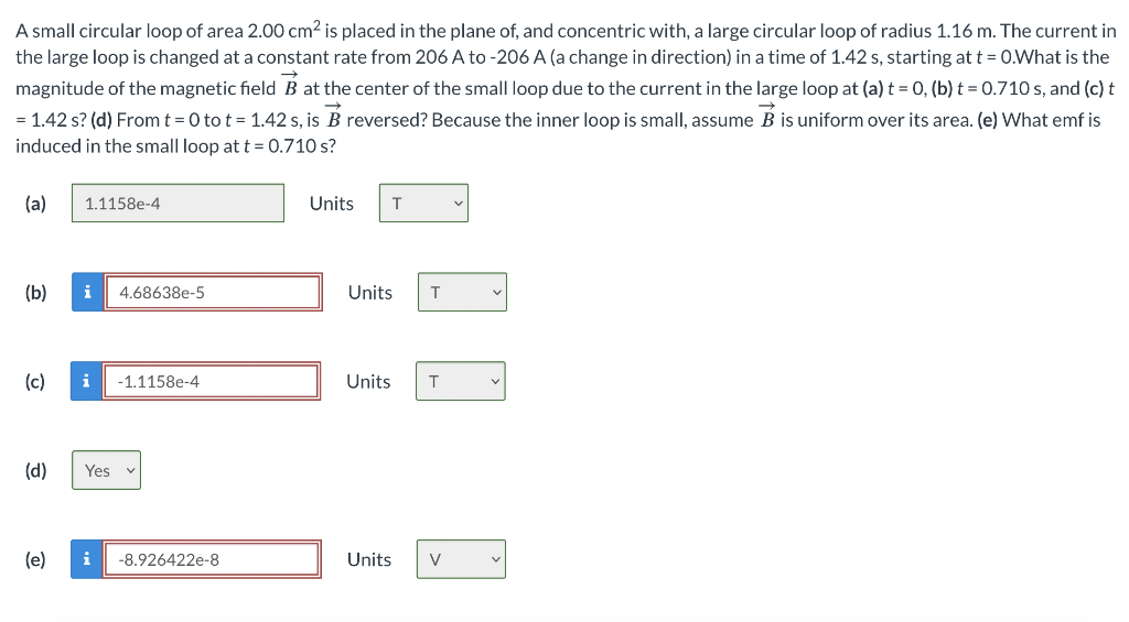 Solved A small circular loop of area 2.00 cm2 is placed in | Chegg.com
