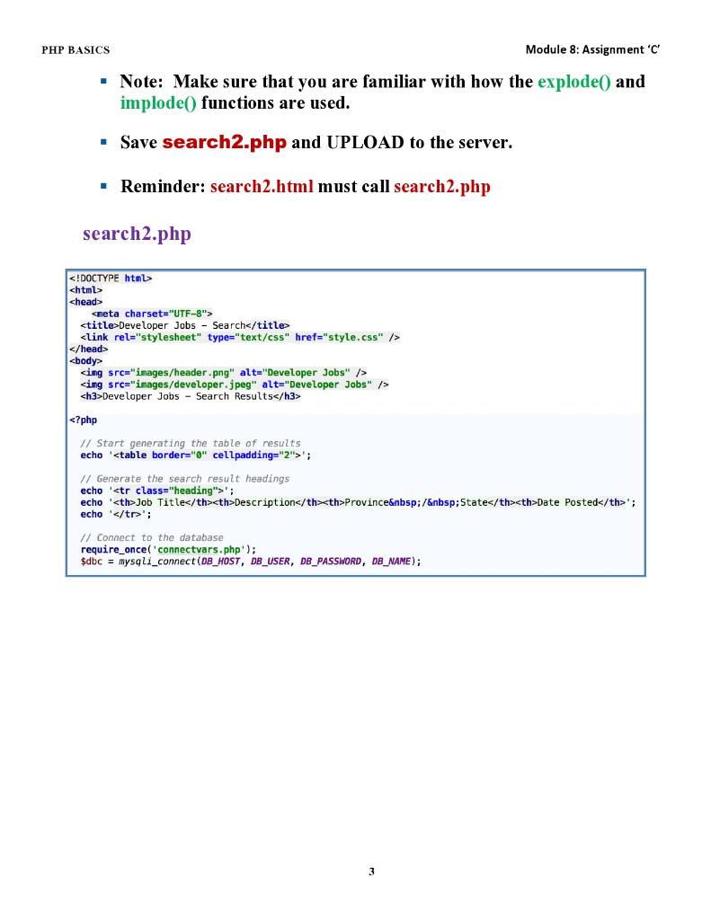 Solved Topic: "Developer Jobs Application" Part Three: | Chegg.com